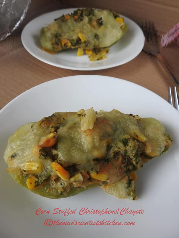 Corn Stuffed Christophene/Chayote - The Mad Scientists Kitchen