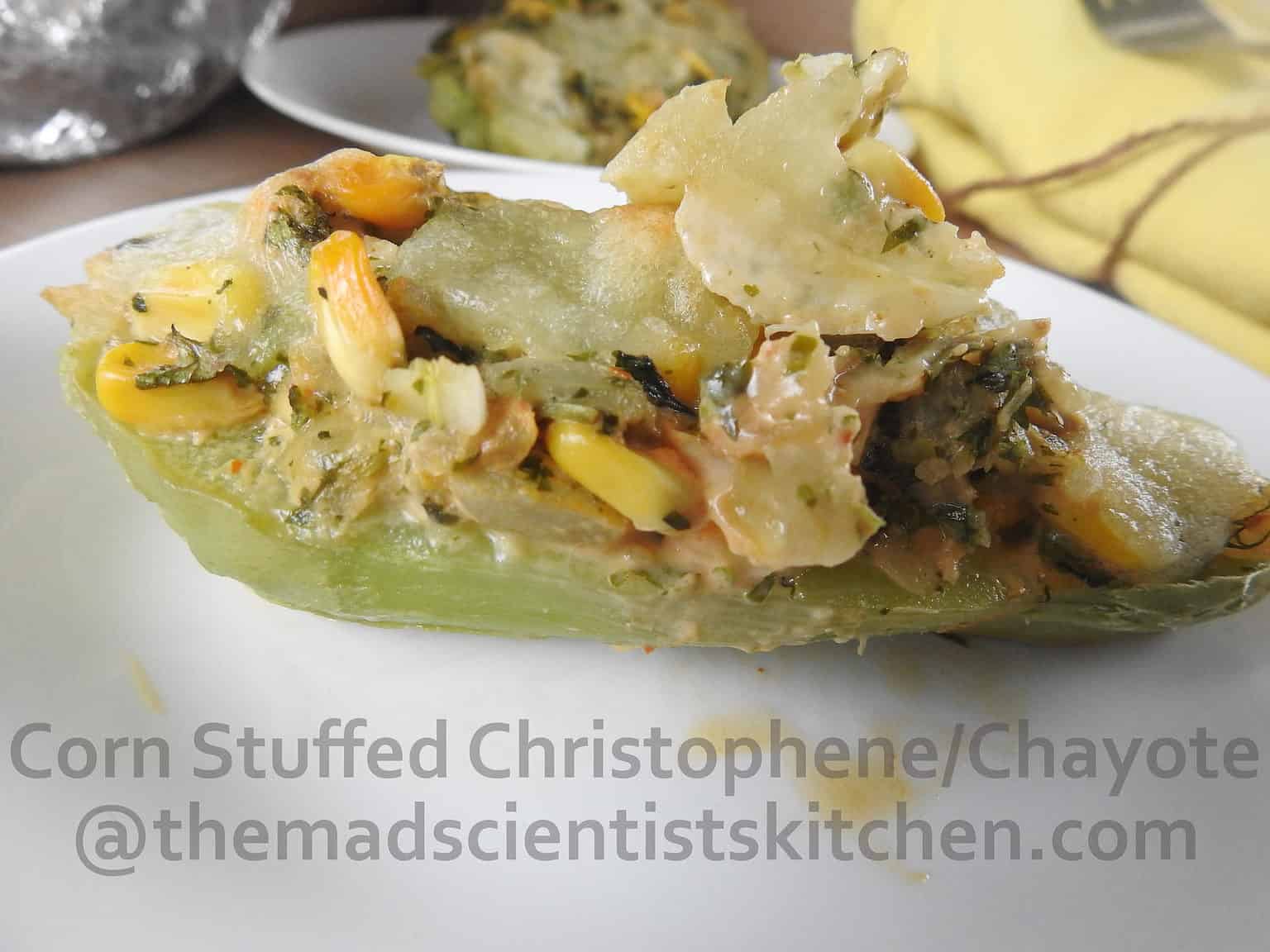 Corn Stuffed Christophene/Chayote - The Mad Scientists Kitchen
